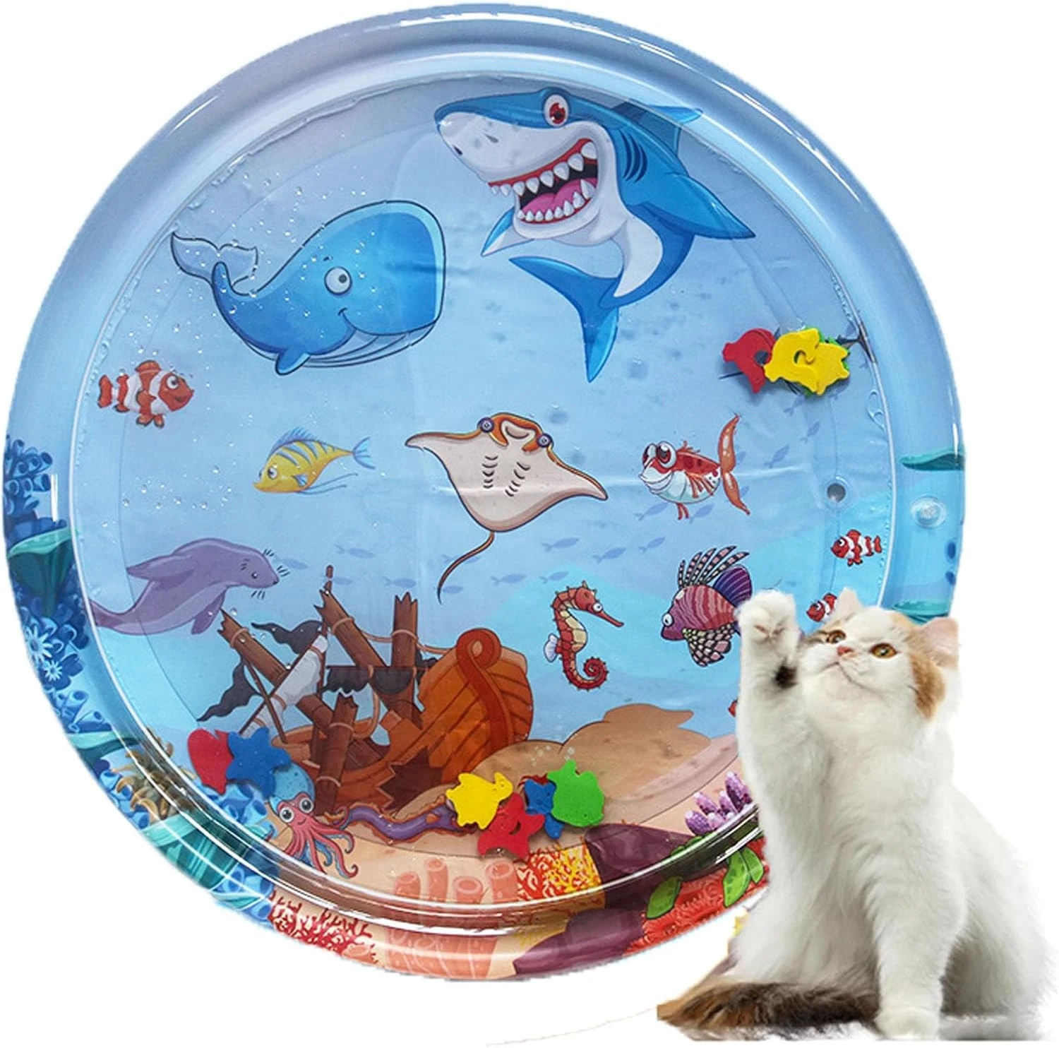 Cat Water Sensory Play Mat with Extra Protective Cover, Anti-Scratch ...