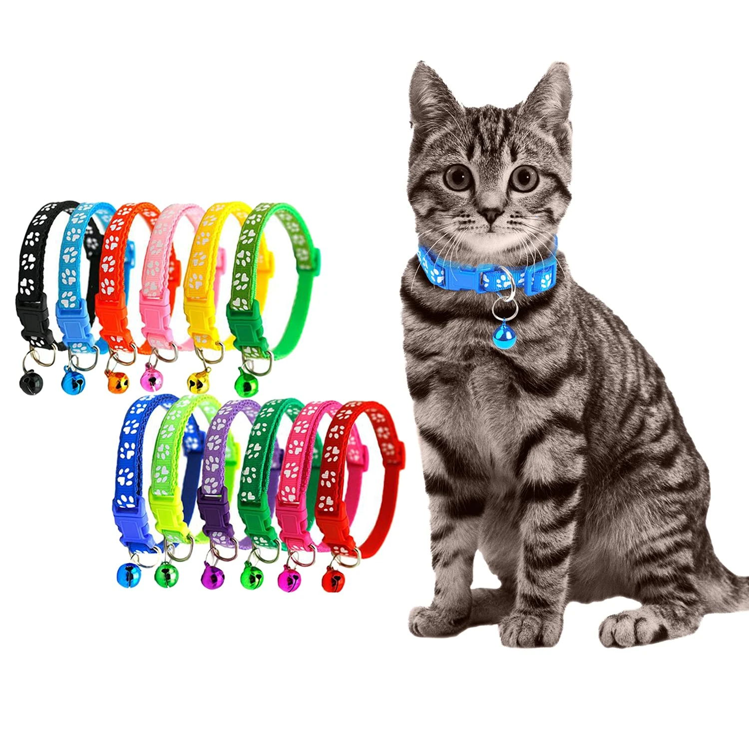 Cat Collar with Bell, Nylon Made Adjustable